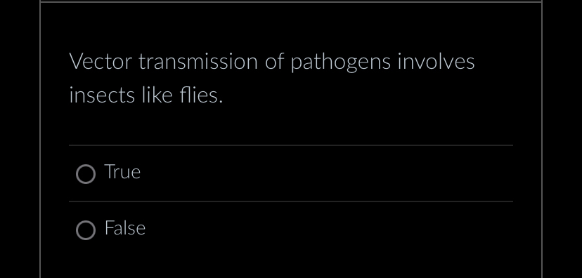 Solved Vector transmission of pathogens involves insects | Chegg.com