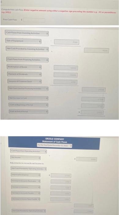 Solved Compute free cash flow. (Enter negative amount using | Chegg.com