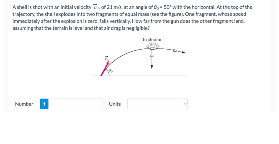 Solved A shell is shot with an initial velocity vec(v)0 ﻿of | Chegg.com