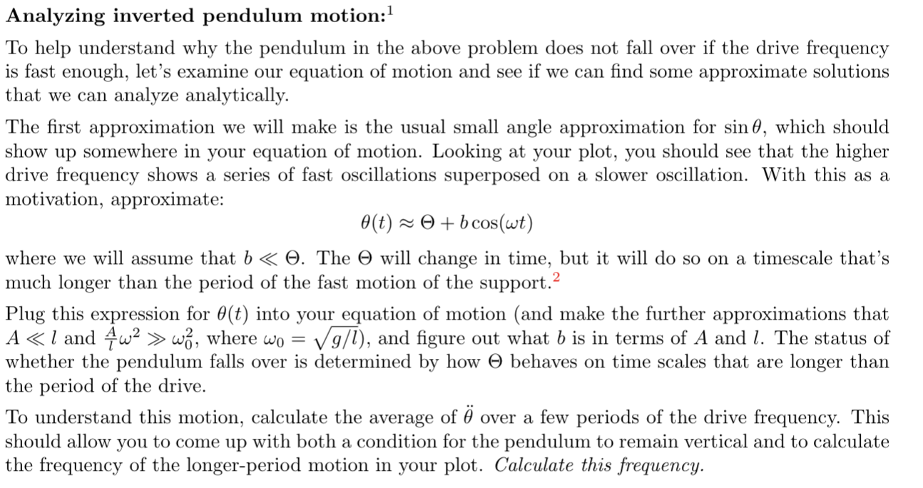 Solved Analyzing inverted pendulum motion:To ﻿help | Chegg.com