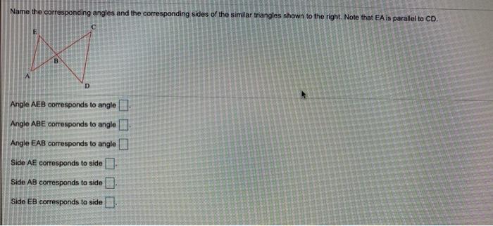 Solved Name the corresponding angles and the corresponding | Chegg.com