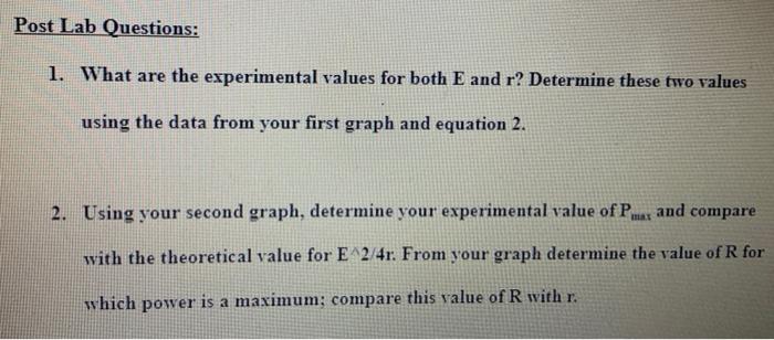 Graph 11. What are the experimental values for both E | Chegg.com