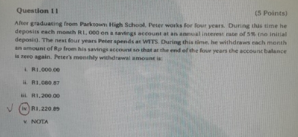 Solved Question 11(5 ﻿Points)Aher graduating from Parktown | Chegg.com