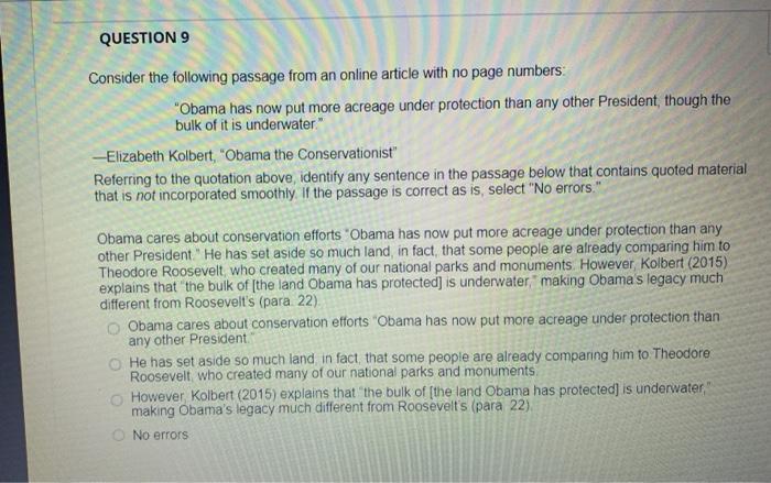 Consider the following passage from an online article | Chegg.com