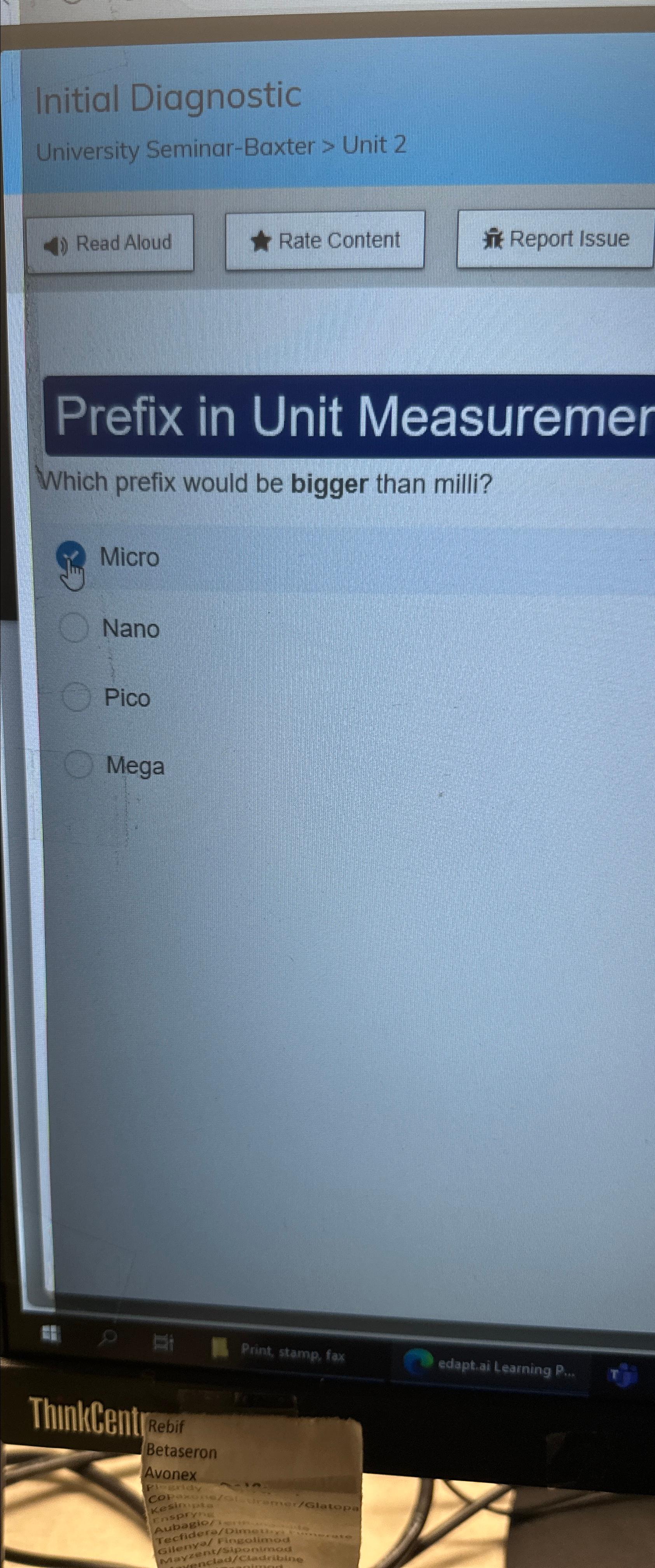 Solved Initial DiagnosticUniversity Seminar-Baxter > ﻿Unit | Chegg.com