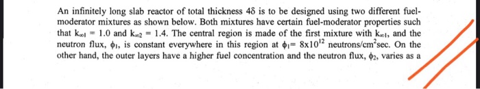 An infinitely long slab reactor of total thickness 48 | Chegg.com