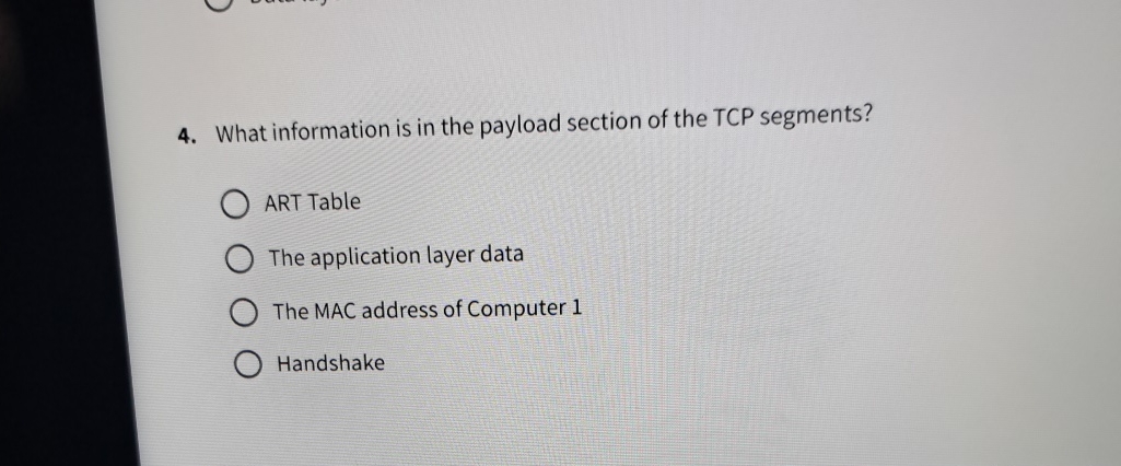 Solved What information is in the payload section of the TCP | Chegg.com