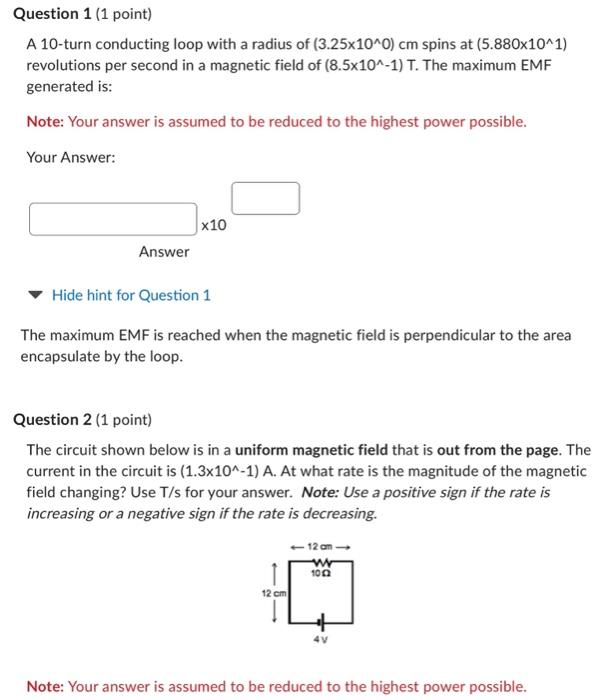 Solved A 10-turn conducting loop with a radius of | Chegg.com