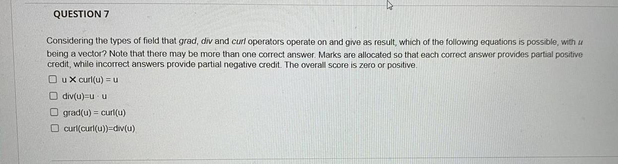 Solved QUESTION 7 Considering the types of field that grad, | Chegg.com
