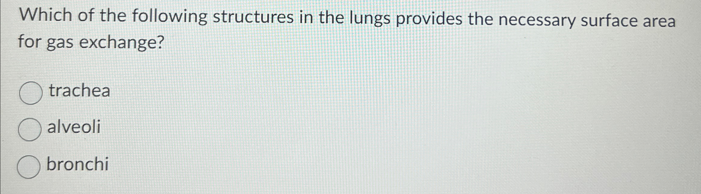 Solved Which of the following structures in the lungs | Chegg.com