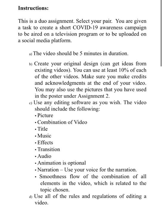 Solved Instructions: This is a duo assignment. Select your | Chegg.com