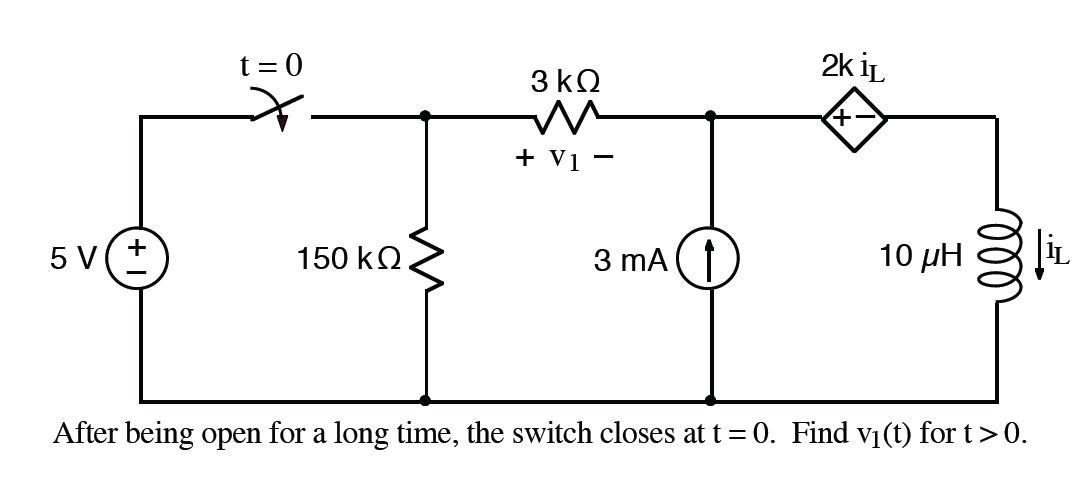 Solved After being open for a long time, the switch closes | Chegg.com