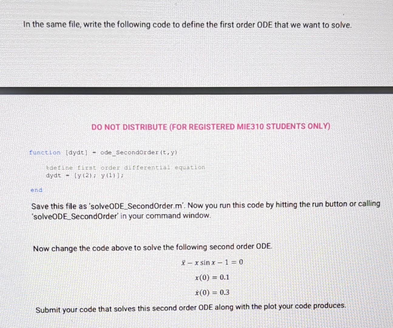 Solved DO NOT DISTRIBUTE (FOR REGISTERED MIE310 STUDENTS | Chegg.com