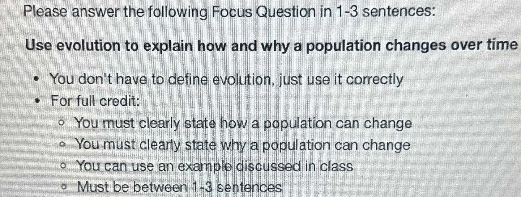Solved Please answer the following Focus Question in 1-3 | Chegg.com