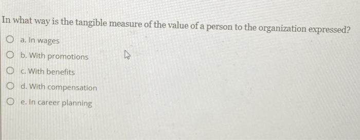 Solved In what way is the tangible measure of the value of a | Chegg.com