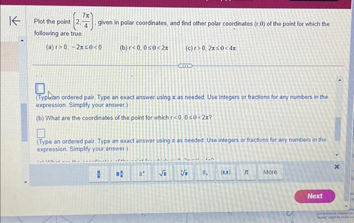 Solved K 7x 4 Plot the point 2, following are true. given in | Chegg.com