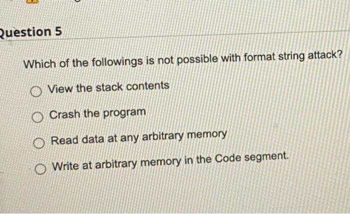 Solved Which of the followings is not possible with format | Chegg.com
