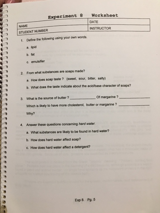 Solved Experiment 8 Report/Data Sheet DATE 0411312020 | Chegg.com