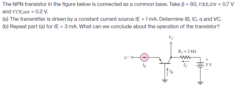 Solved The NPN transistor in the figure below is connected | Chegg.com
