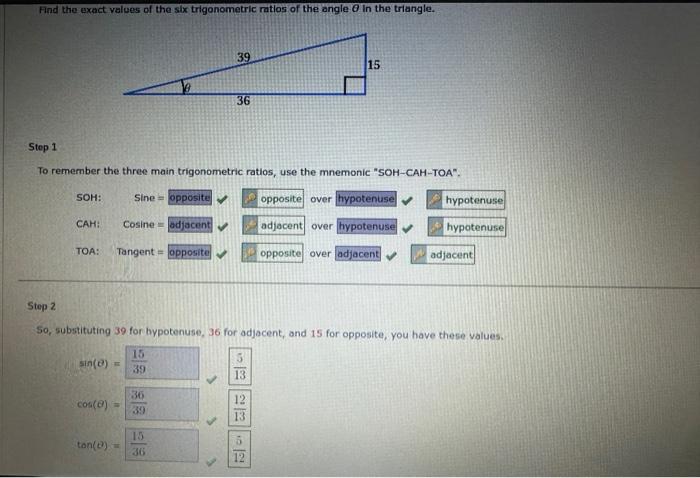 Solved Find the exact values of the six trigonometric ratios | Chegg.com