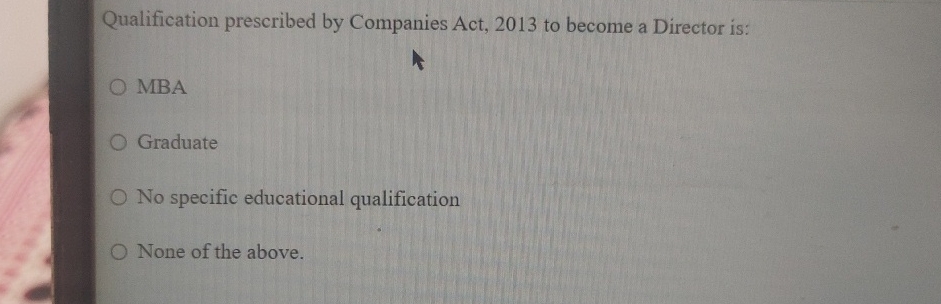 Solved Qualification prescribed by Companies Act, 2013 ﻿to | Chegg.com