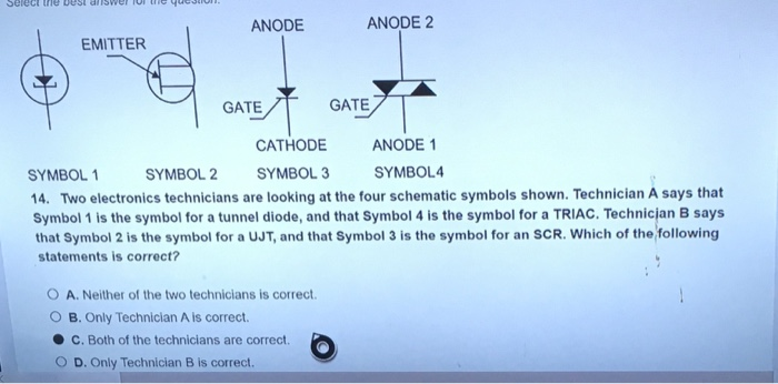 Solved Select the best answer for the question. ANODE ANODE | Chegg.com