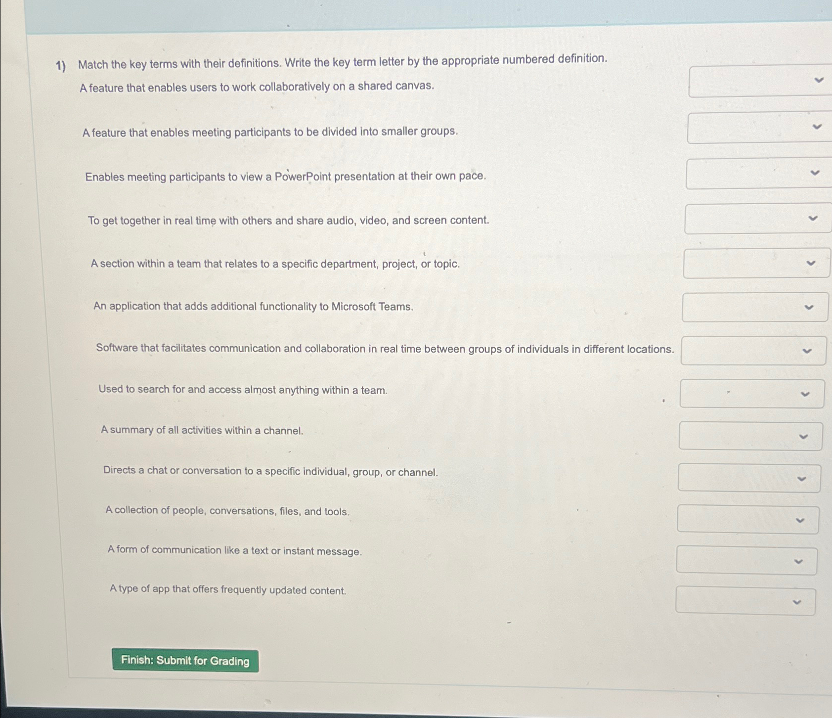 Solved Match the key terms with their definitions. Write the | Chegg.com