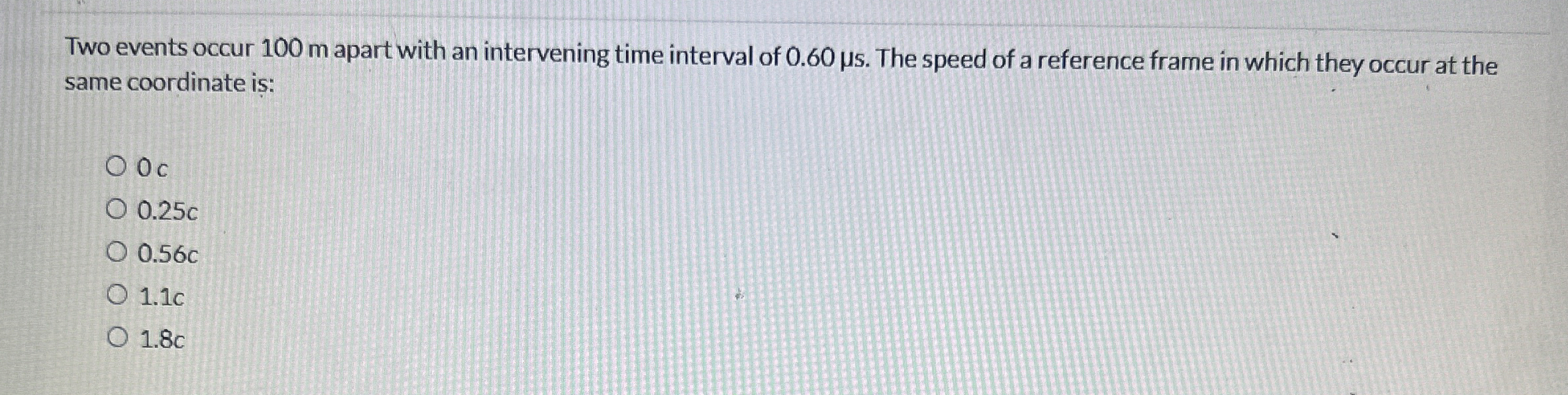 Solved Two events occur 100 ﻿m apart with an intervening | Chegg.com