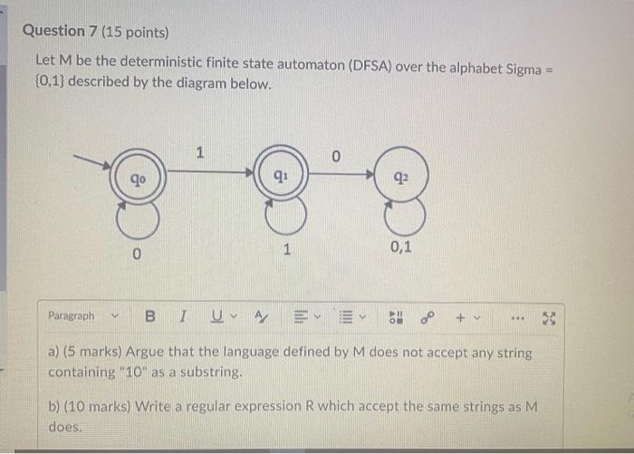 Solved Let M be the deterministic finite state automaton | Chegg.com