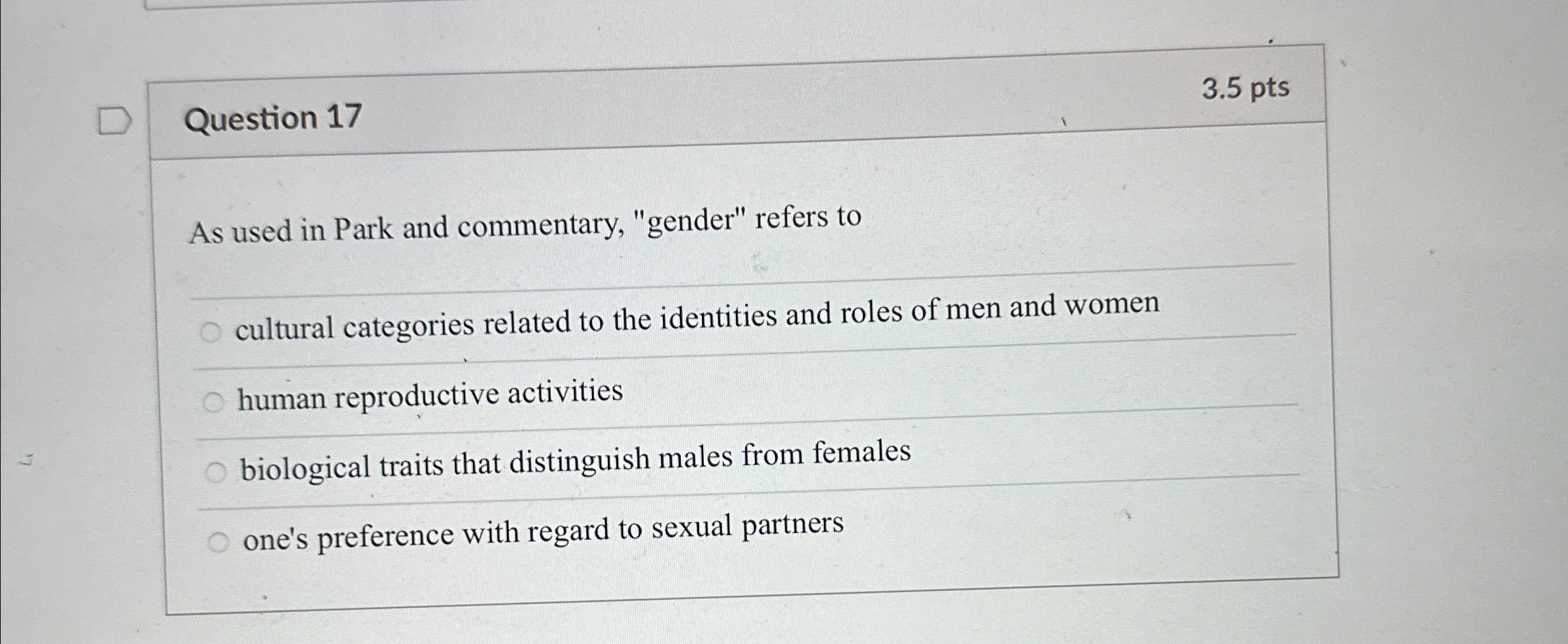 Solved Question 173.5ptsAs used in Park and commentary, | Chegg.com