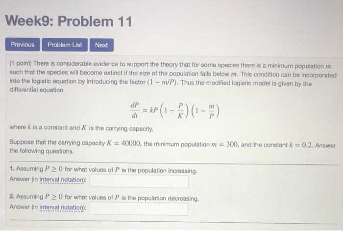 Solved Week9: Problem 11 Previous Problem List Next (1 | Chegg.com