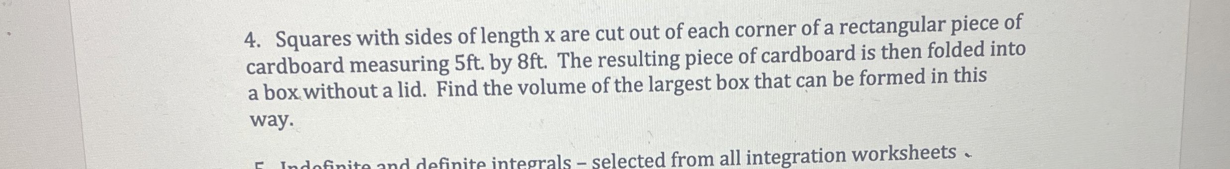 Solved Squares with sides of length x ﻿are cut out of each | Chegg.com