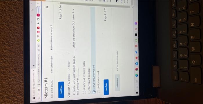 Solved Question 4 (2 points) saved In Xcode, we visually | Chegg.com