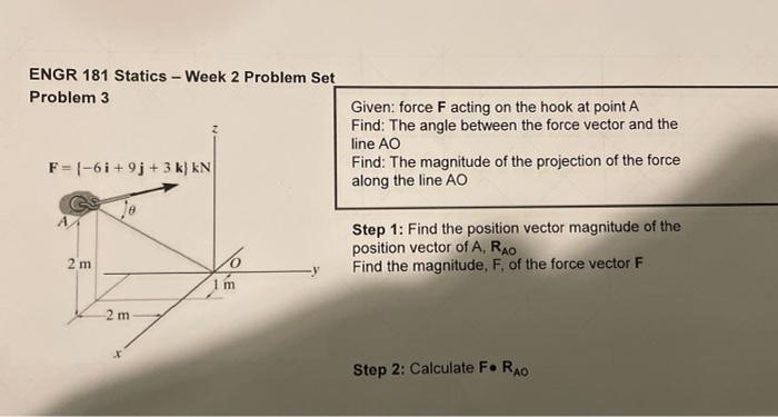 Solved ENGR 181 Statics - Week 2 Problem Set Problem 3 | Chegg.com