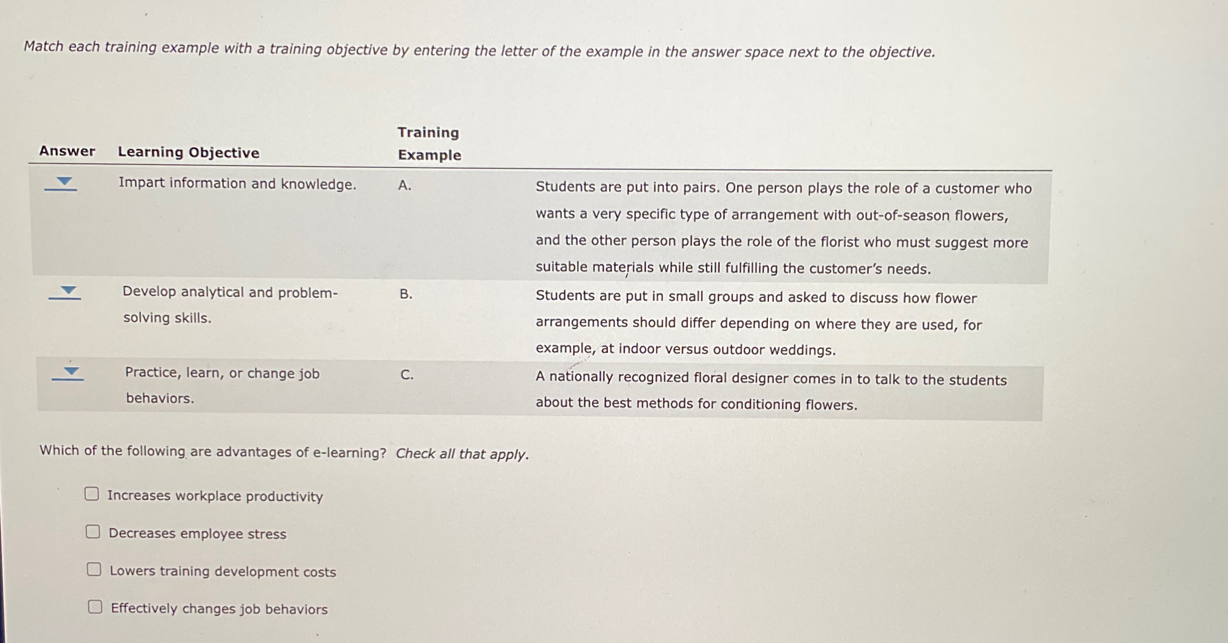 Solved Match each training example with a training objective | Chegg.com