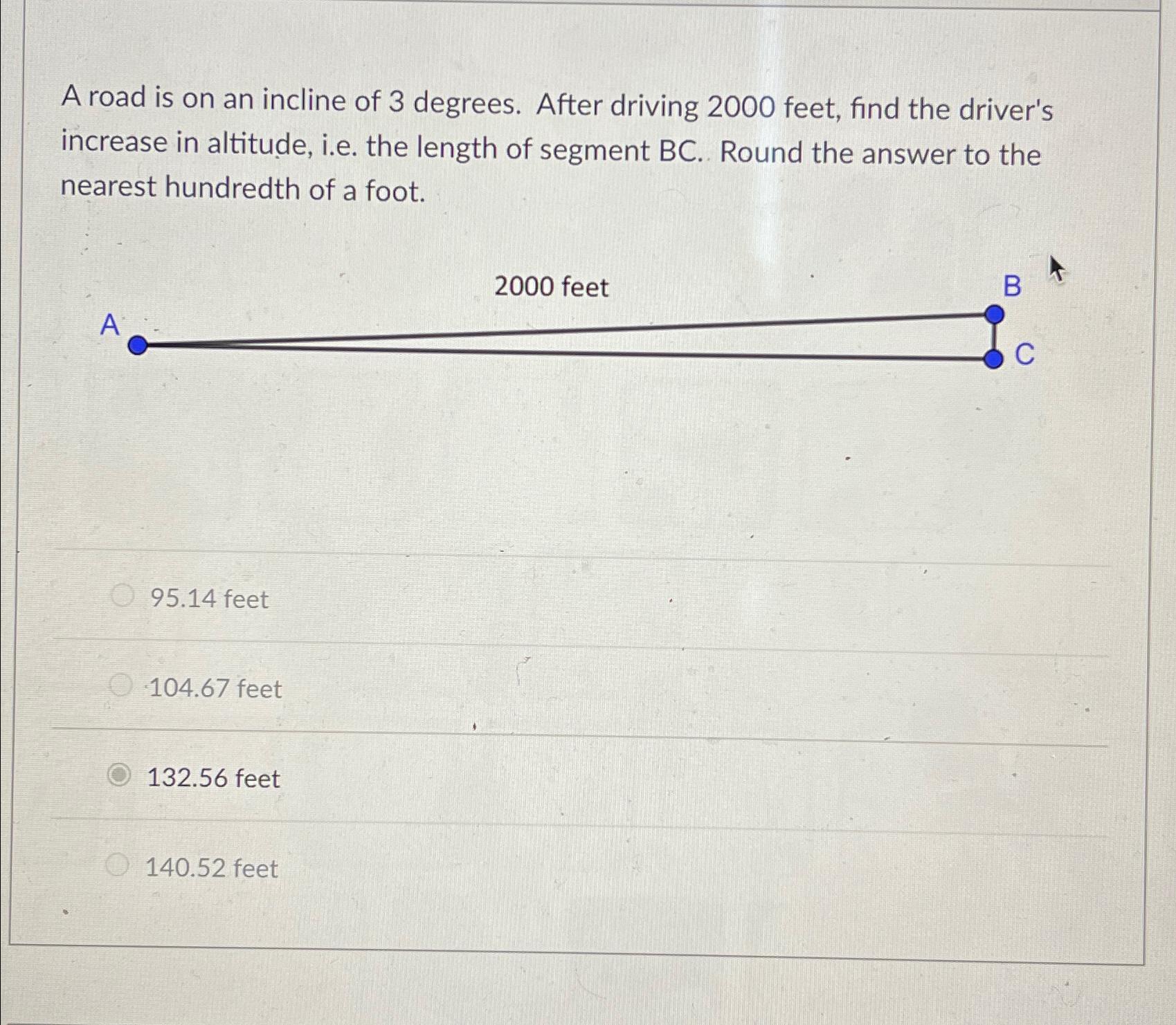 Solved A road is on an incline of 3 ﻿degrees. After driving | Chegg.com