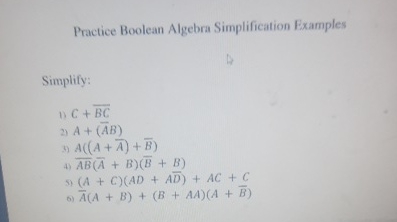 Practice Boolean Algebra Simplification | Chegg.com