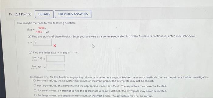 Solved Use analytic methods for the following function 3000 | Chegg.com