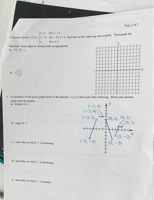 Solved 14 Points Given F X ⎩⎨⎧x 2x2−44 For X