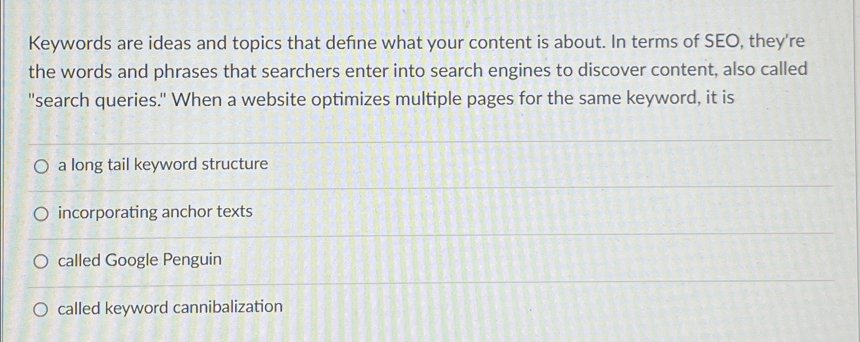 Solved Keywords are ideas and topics that define what your | Chegg.com