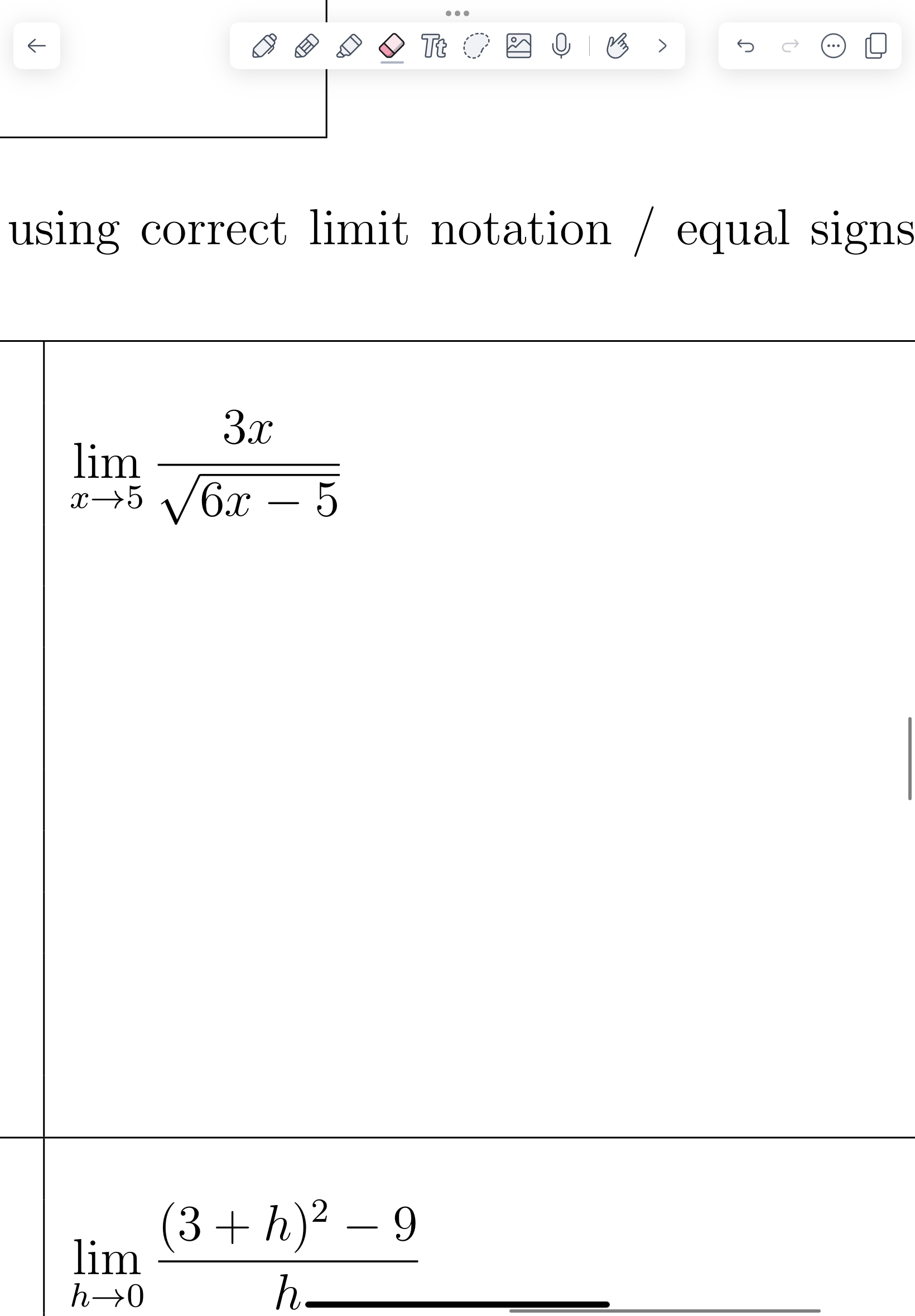 Solved using correct limit notation / ﻿equal | Chegg.com
