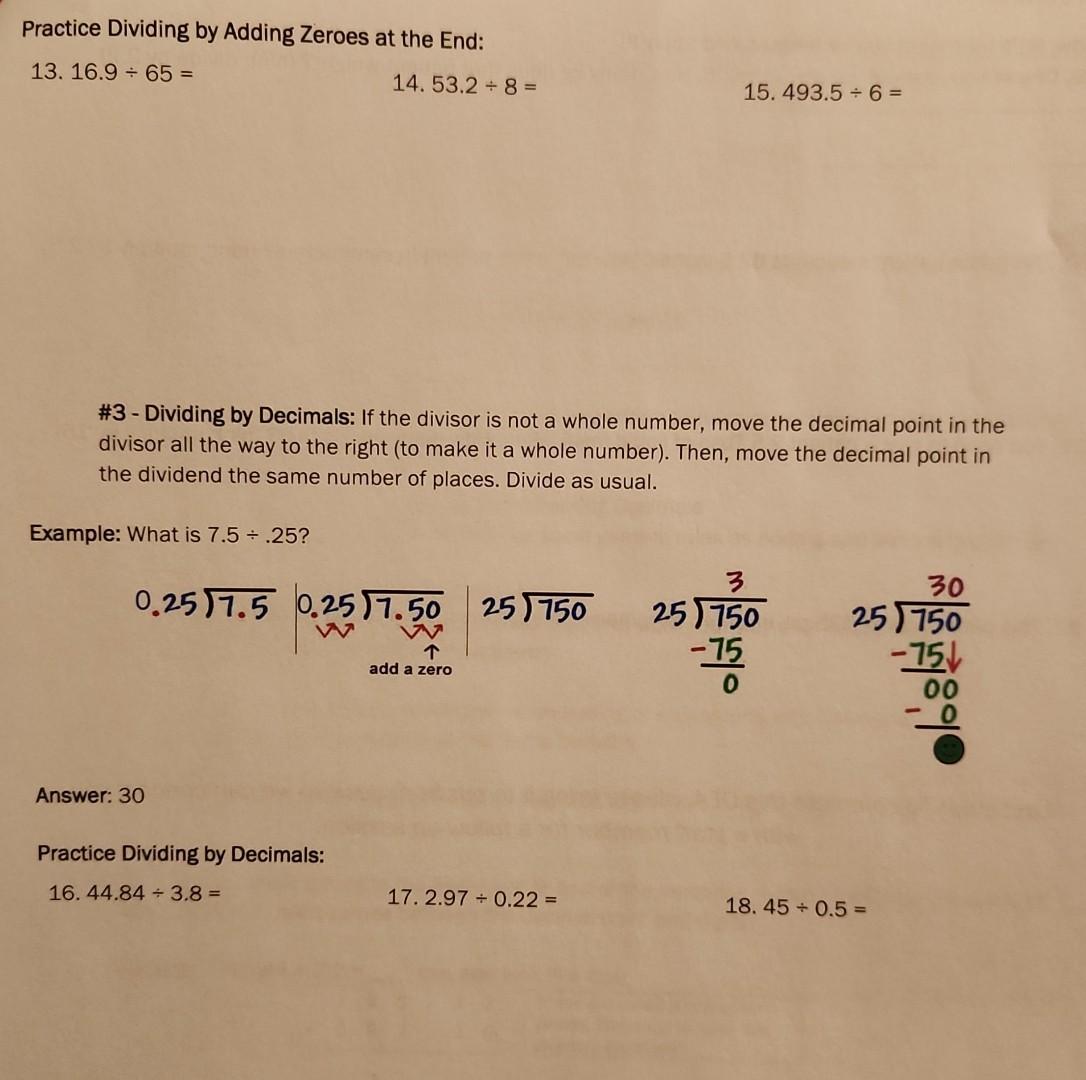 Solved Practice Dividing by Adding Zeroes at the End: 13. | Chegg.com