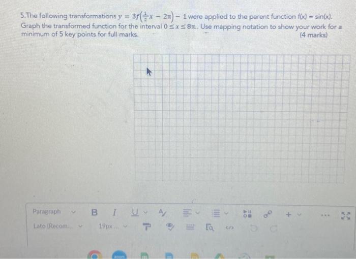 Solved 5. The following transformations y=3f(21x−2π)−1 were | Chegg.com
