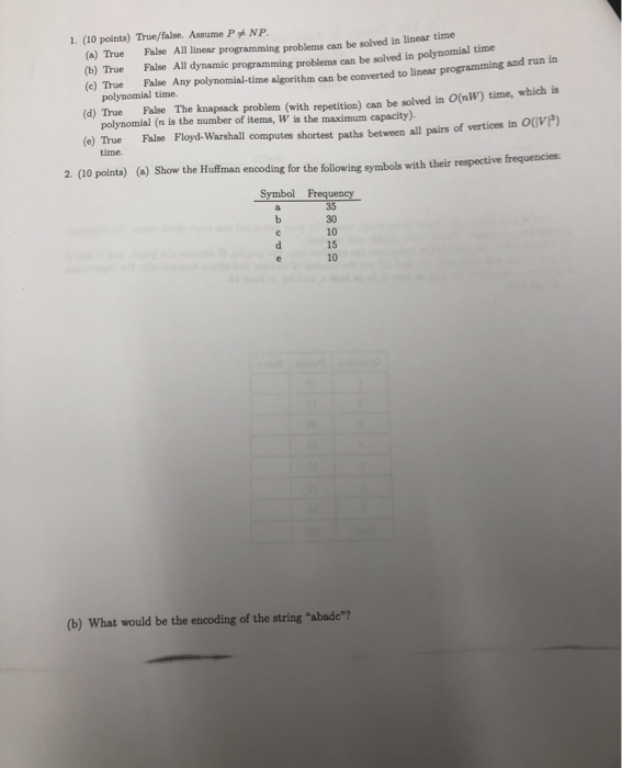 Solved 1. (10 points) True/false. Assume P NP. (a) True | Chegg.com Solved 1. (10 points) True/false. Assume P NP. (a) True | Chegg.com