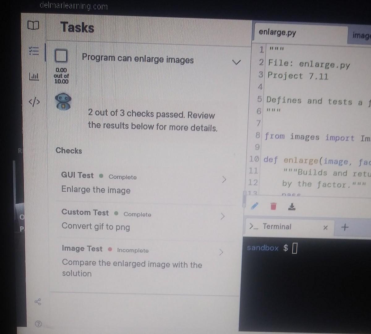 Solved To enlarge an image, one must fill in new rows and | Chegg.com
