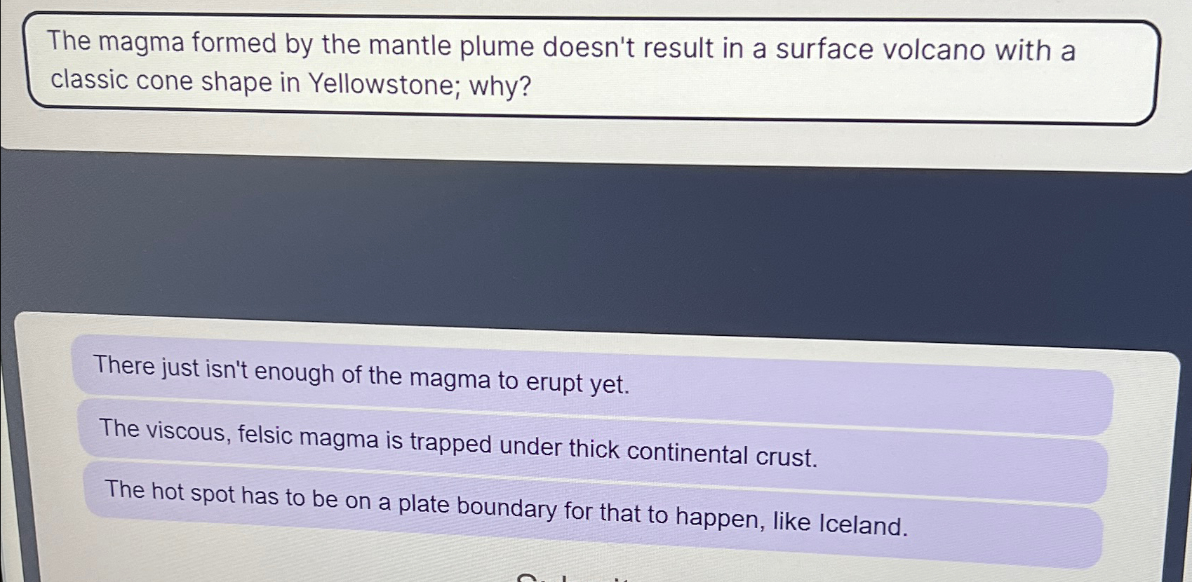 Solved The magma formed by the mantle plume doesn't result | Chegg.com