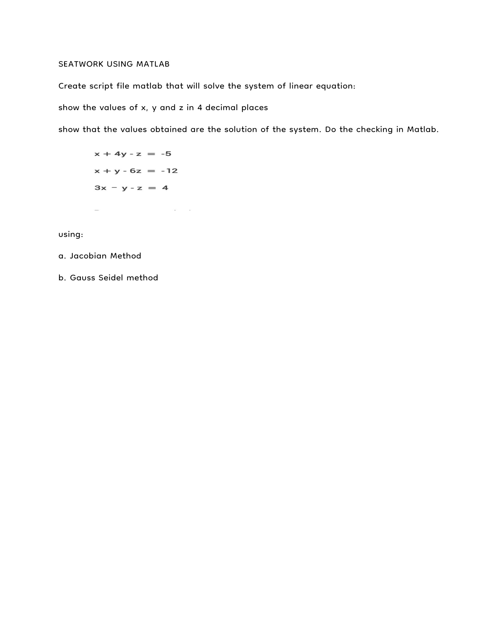 Solved Seatwork Using Matlabcreate Script File Matlab That 4227