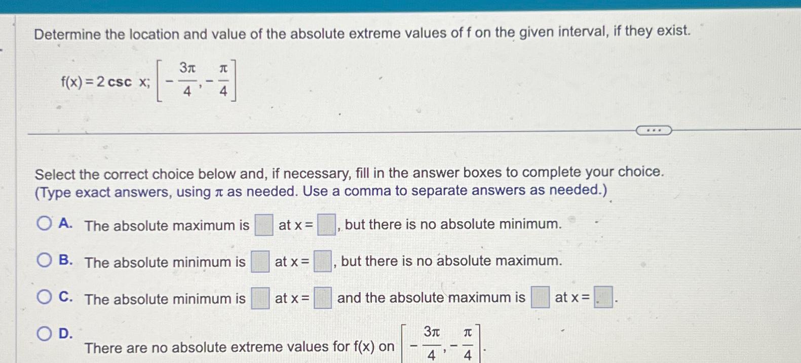 Solved Determine the location and value of the absolute | Chegg.com