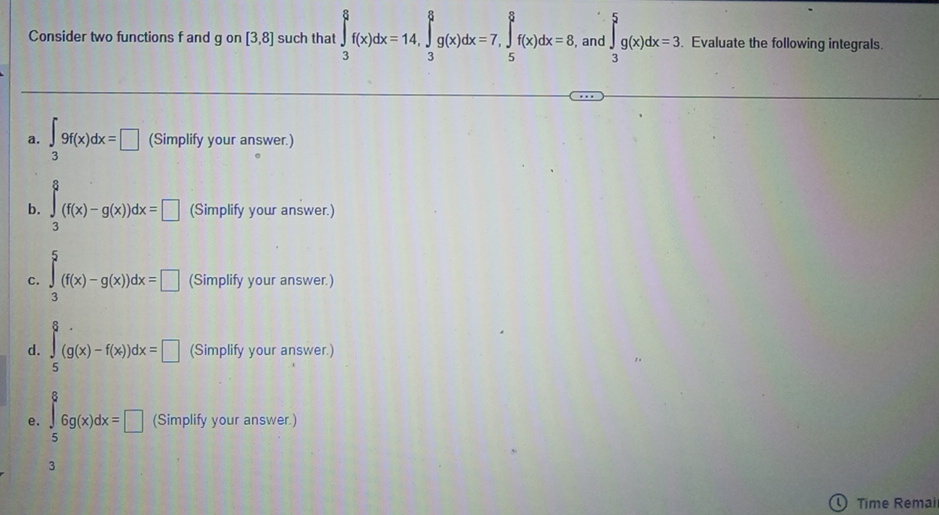 Solved Consider two functions f ﻿and g ﻿on 3,8 ﻿such that | Chegg.com