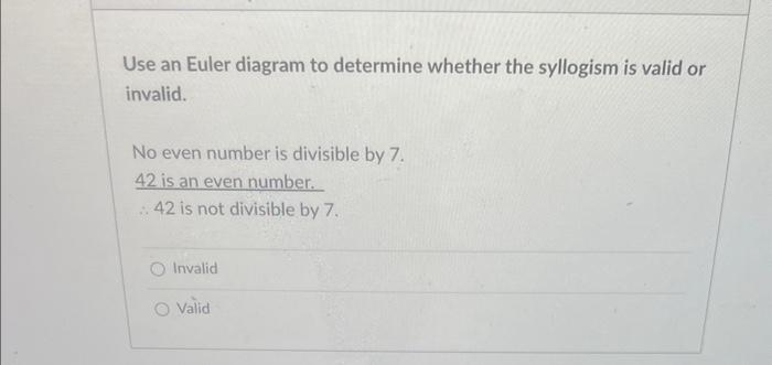 Solved Use an Euler diagram to determine whether the | Chegg.com